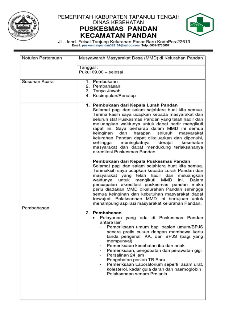 Hasil Notulen MMD Pandan | PDF