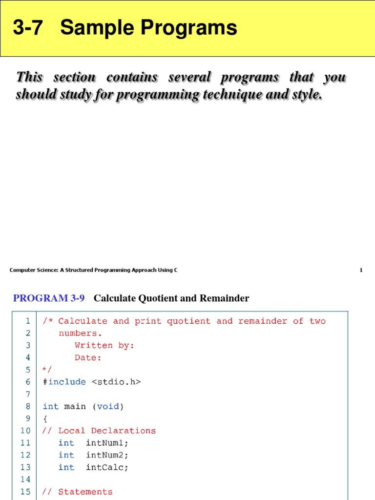 3-7 Sample Programs: This Section Contains Several Programs That You ...