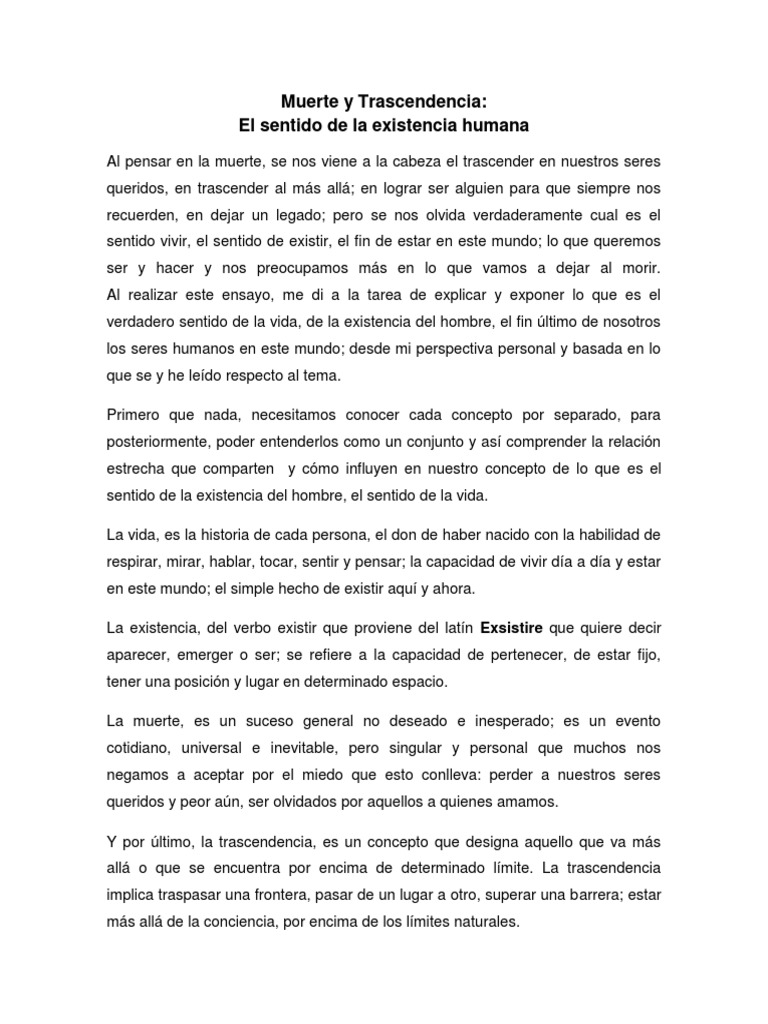 El Sentido de La Existencia Humana | PDF | Existencia | Filosofía