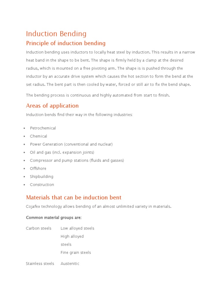 Induction Bending | PDF | Steel | Pipe (Fluid Conveyance)