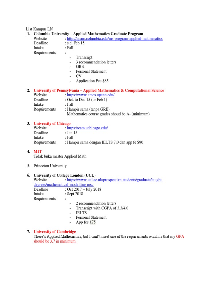 Columbia University - Applied Mathematics Graduate Program | PDF