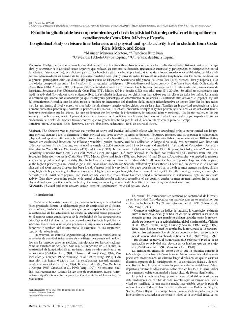 Estudio Longitudinal de La Actividad Fisica | PDF | Deportes | Adolescencia
