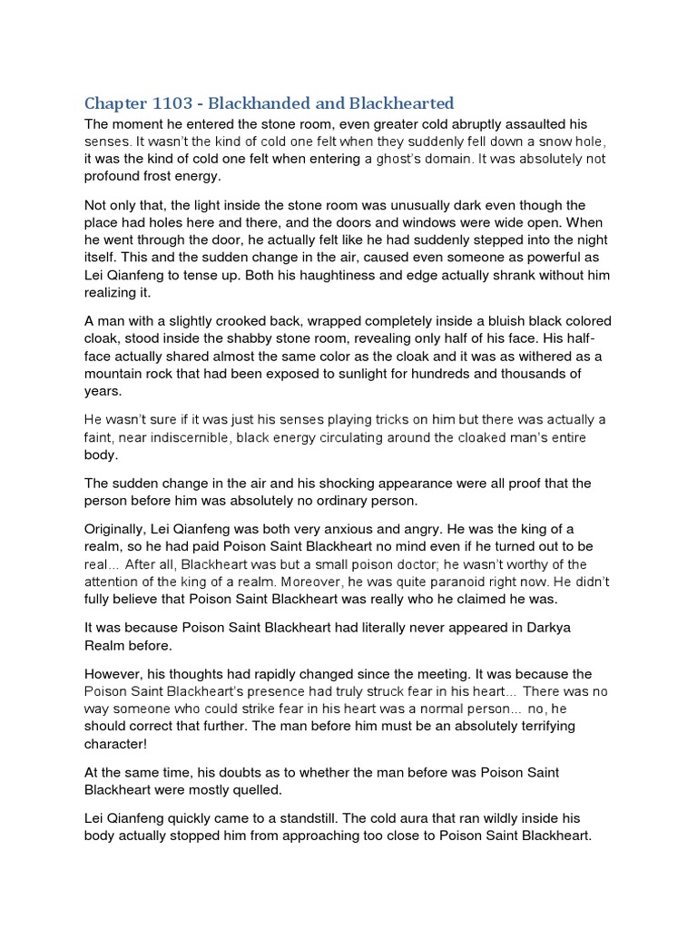 Chapter 1103 - Blackhanded and Blackhearted | PDF