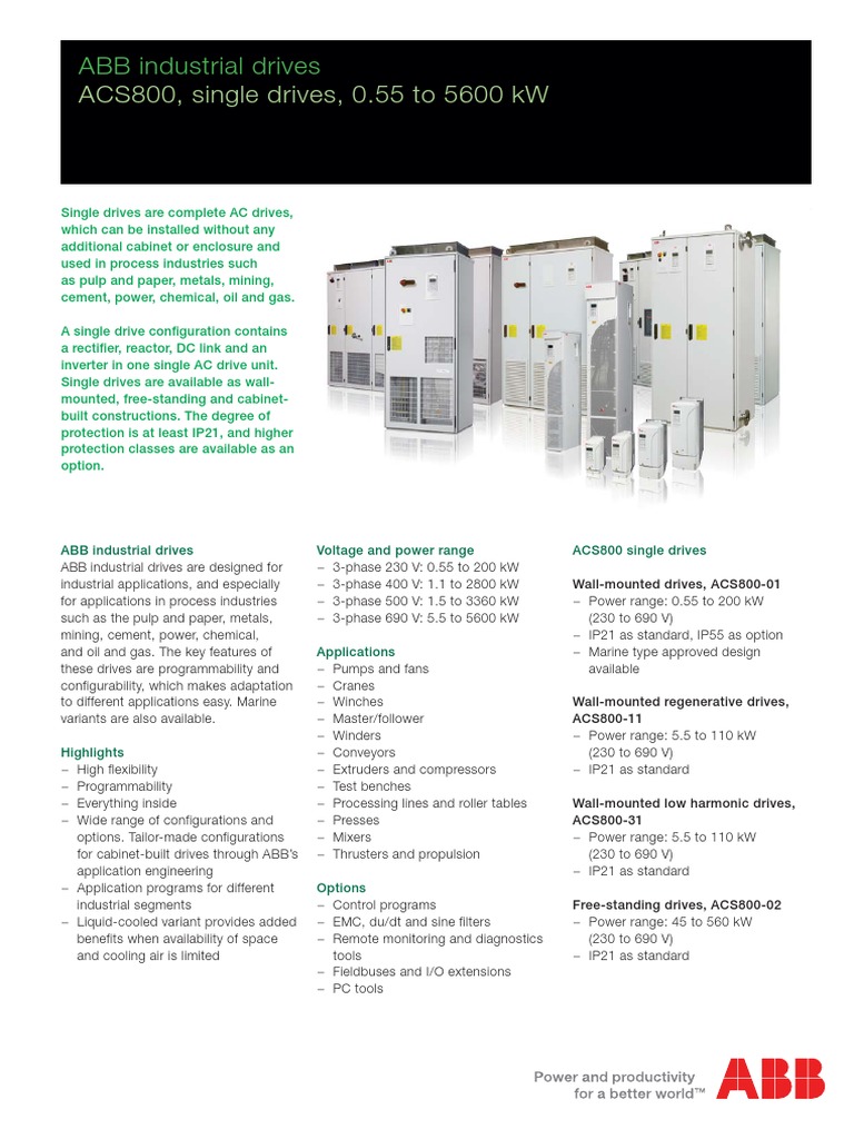 ACS800 Single Drives Flyer EN REV G PDF | PDF | Power Inverter ...