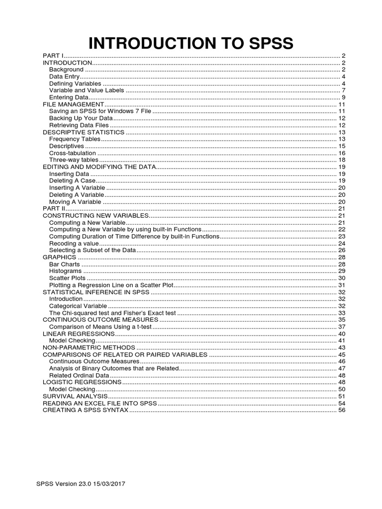 SPSS Version 23.0 User Guide | PDF | Spss | Histogram