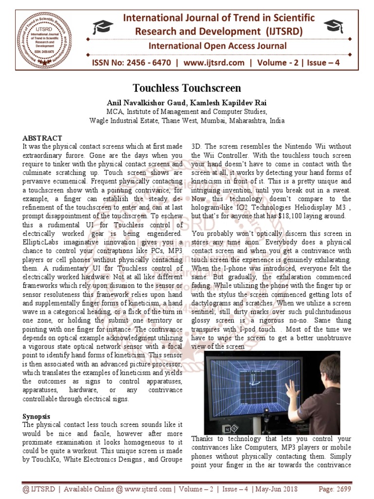 Touchless Touchscreen | PDF | Touchscreen | Computing