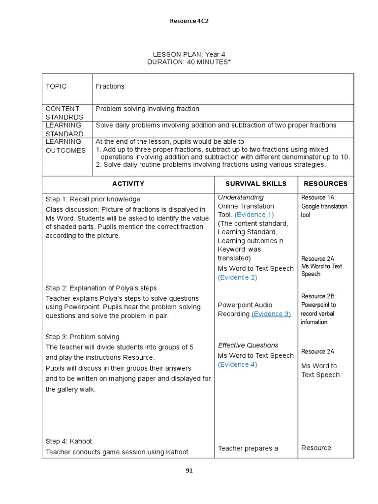 Lesson Plan Fraction 1 | PDF | Lesson Plan | Teachers