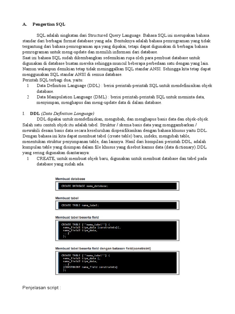 A. Pengertian SQL | PDF