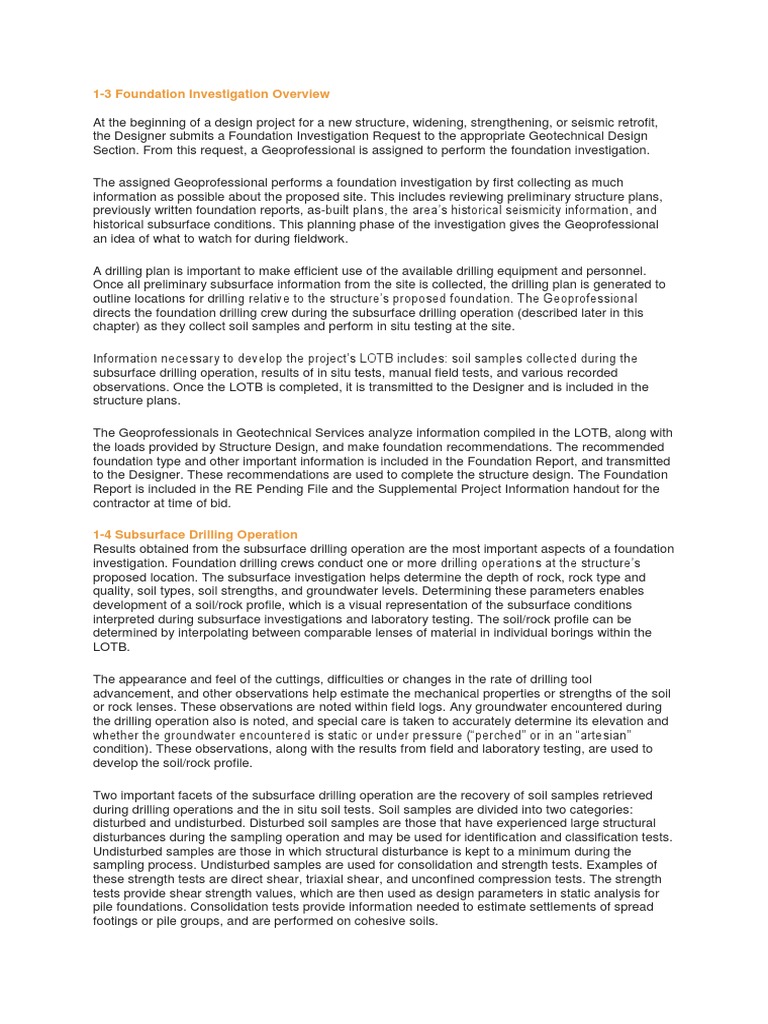 Foundation Investigation Overview | PDF | Geotechnical Engineering ...