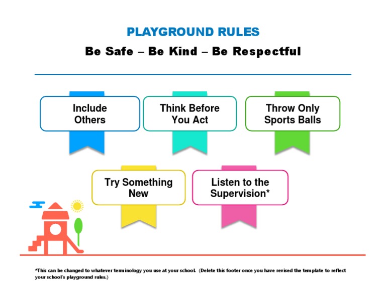 Be Safe - Be Kind - Be Respectful: Playground Rules | PDF