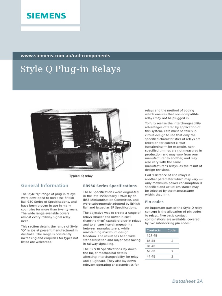 Style Q Plug-In Relays: General Information | PDF | Relay | Electrical ...