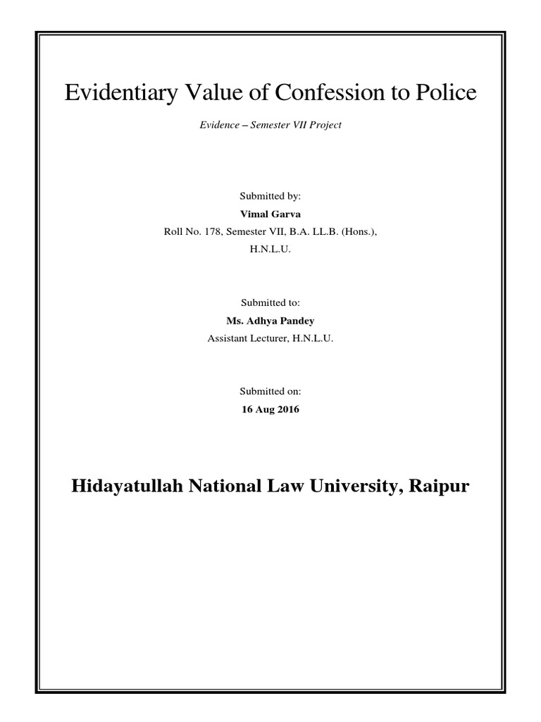 Evidentiary Value of Confession To Police | PDF | Confession (Law) | Arrest