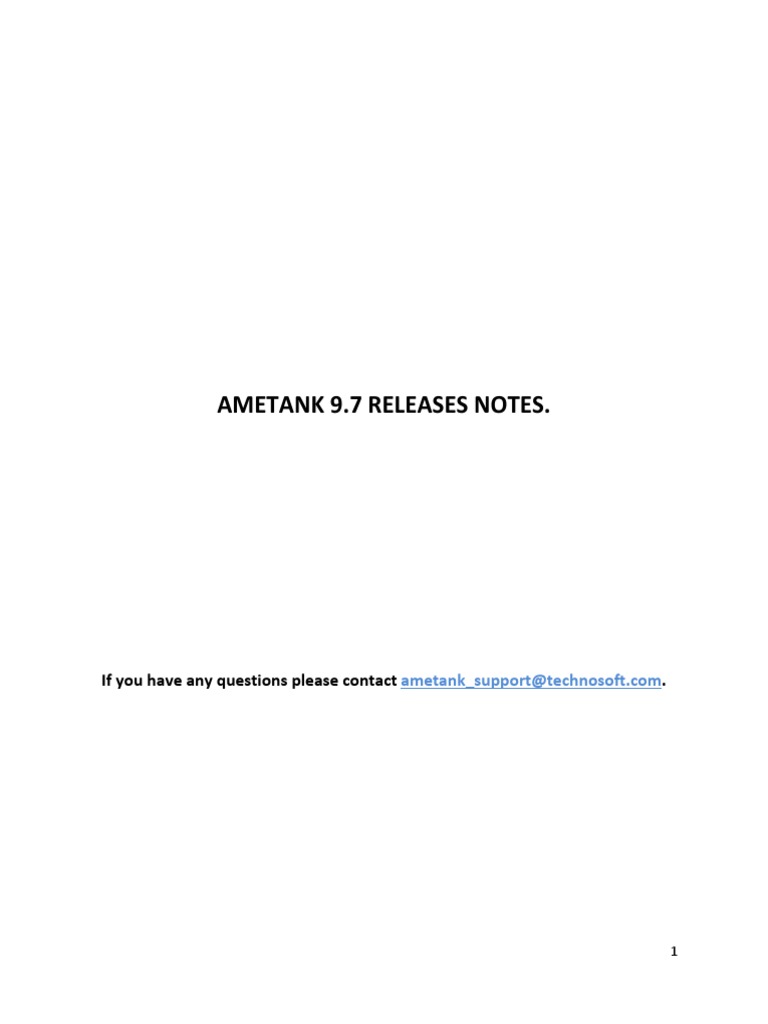 AMETank Release Notes 9.7 | PDF | Technology & Engineering