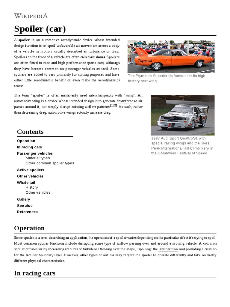 Spoiler (Car) | Download Free PDF | Vehicles | Automotive Technologies
