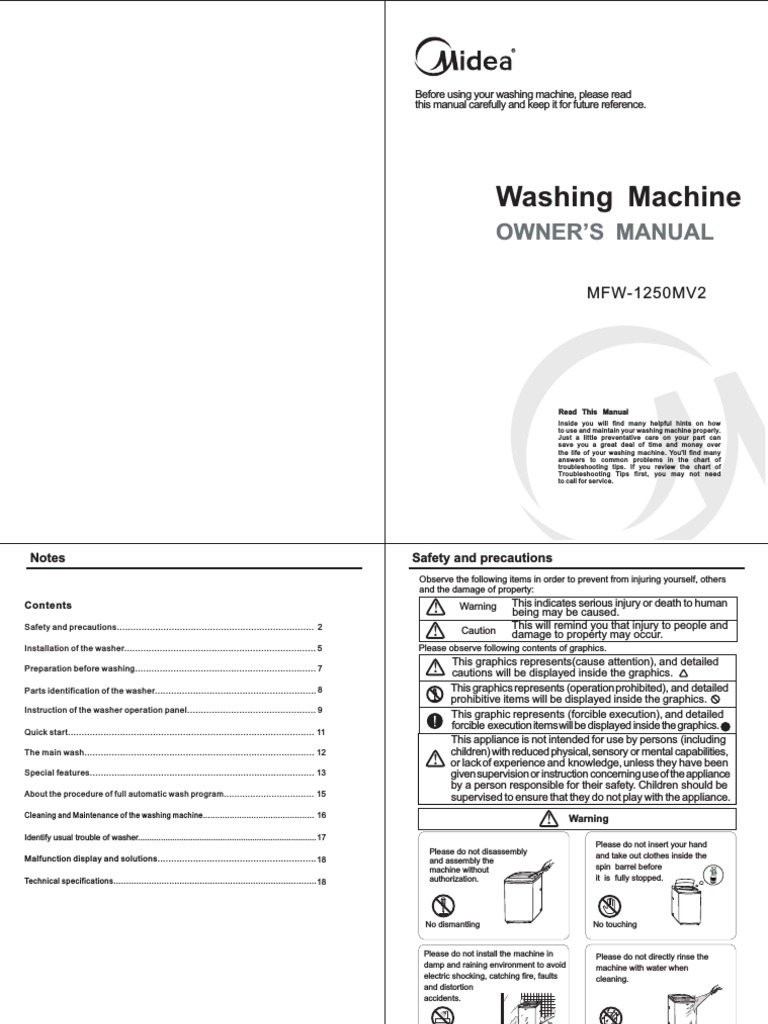 Washing Machine: Owner'S Manual | PDF | Washing Machine | Electrical ...