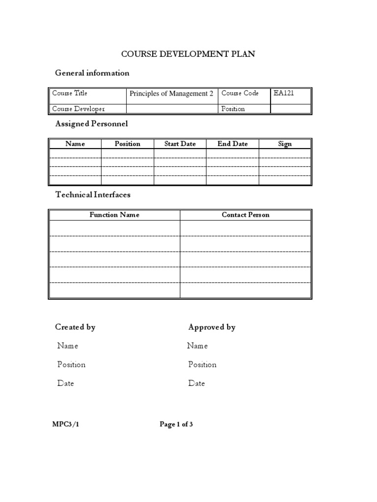 Course Development Plan General Information | PDF | Lecture | Human ...
