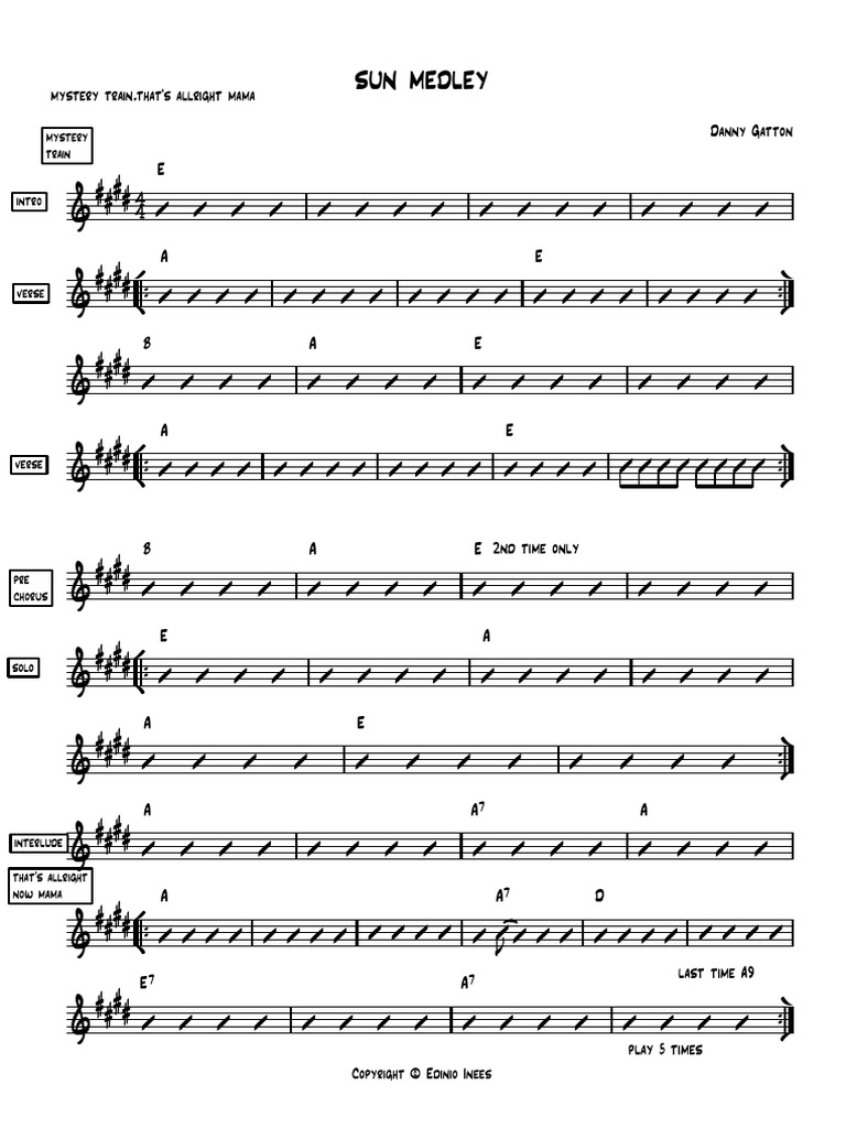 Sun Medley Leadsheet | PDF | Musical Forms | Songs