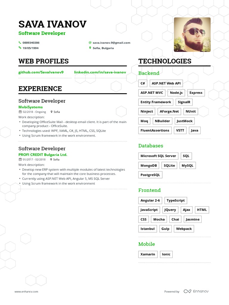 CV Sava Ivanov PDF | PDF | Java Script | Web Application