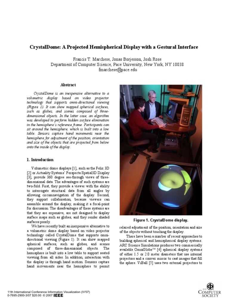 Crystaldome: A Projected Hemispherical Display With A Gestural ...