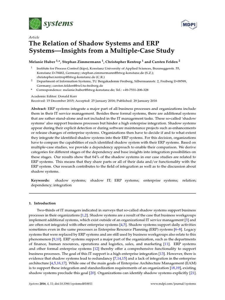 The Relation of Shadow Systems and ERP Systems-Insights From A Multiple ...