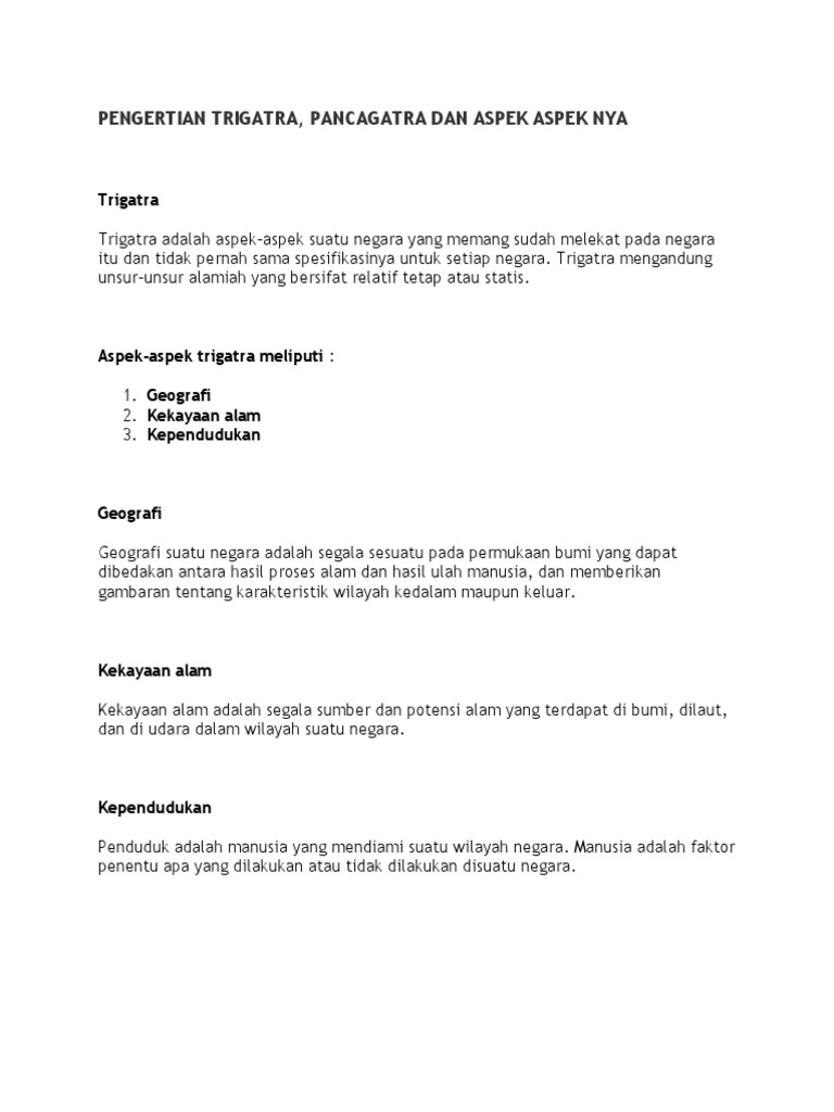 Pengertian Trigatra | PDF