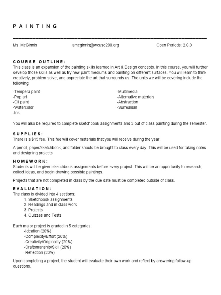 Painting Syllabus | PDF | Homework | Behavior Modification