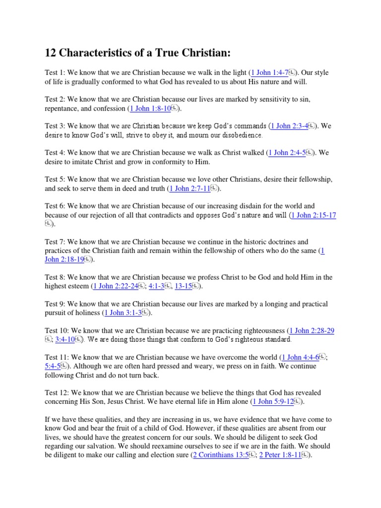 12 Marks of a True Christian | PDF | First Epistle Of John | God In ...