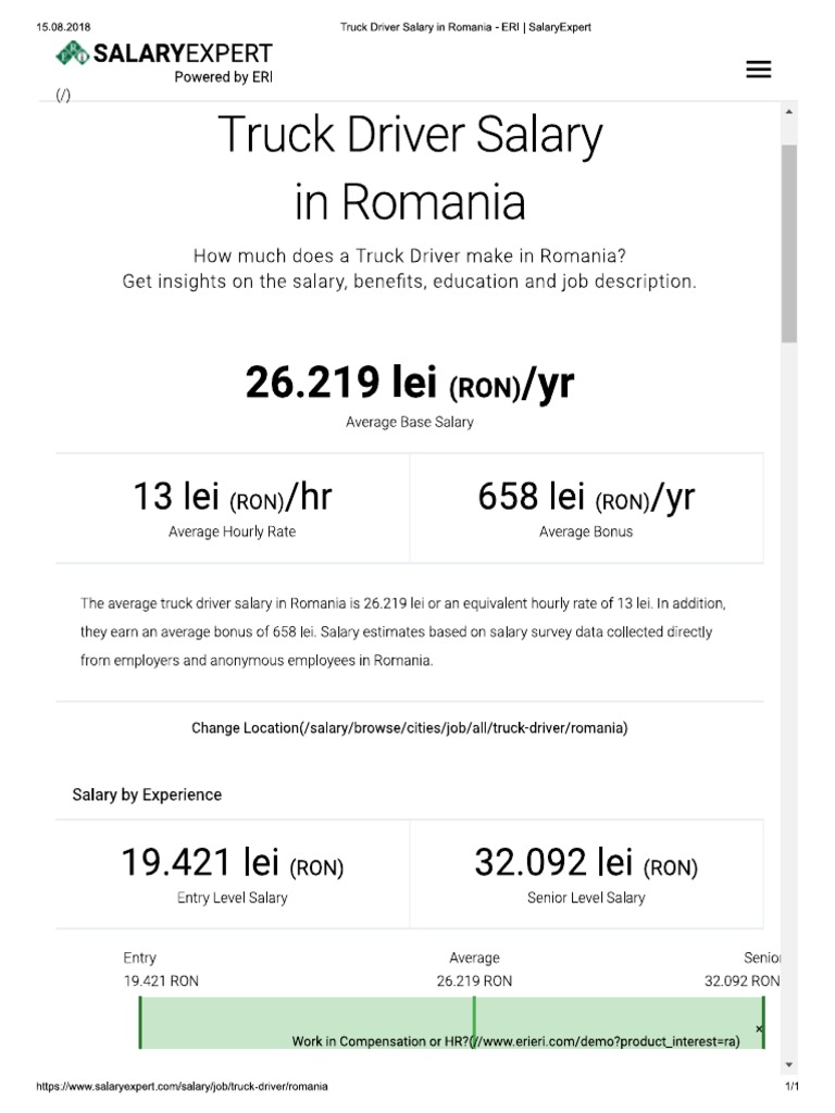 Truck Driver Salary in Romania - ERI - SalaryExpert | PDF
