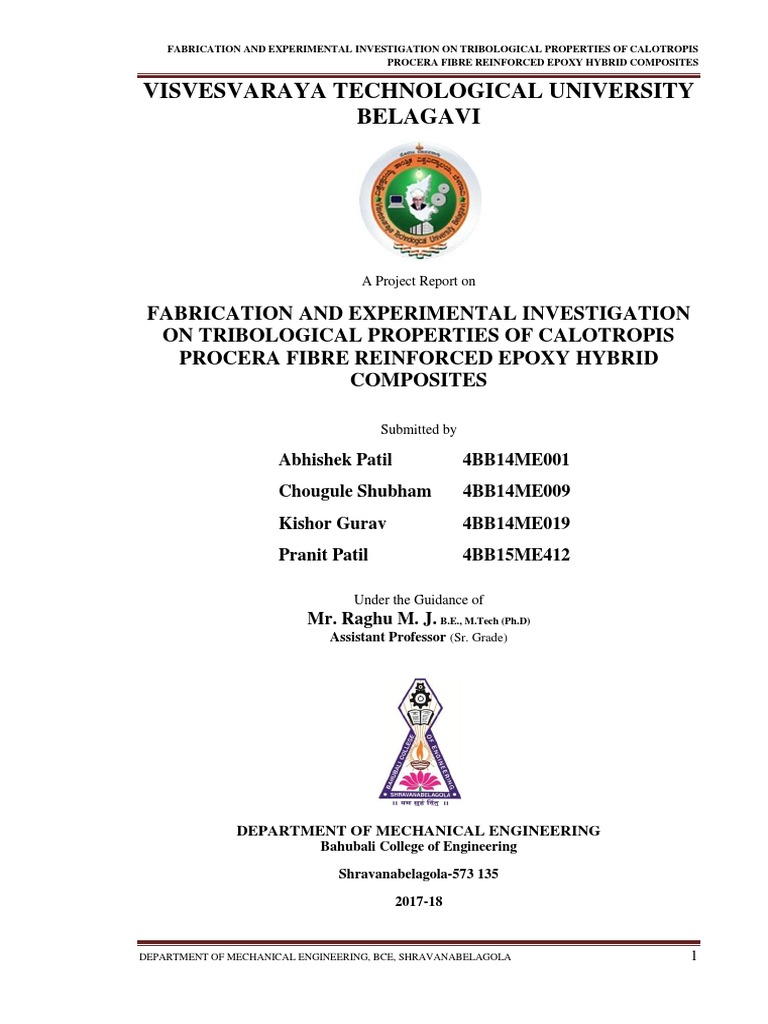 Project Report On Tribological Properties of Composite Material | PDF ...