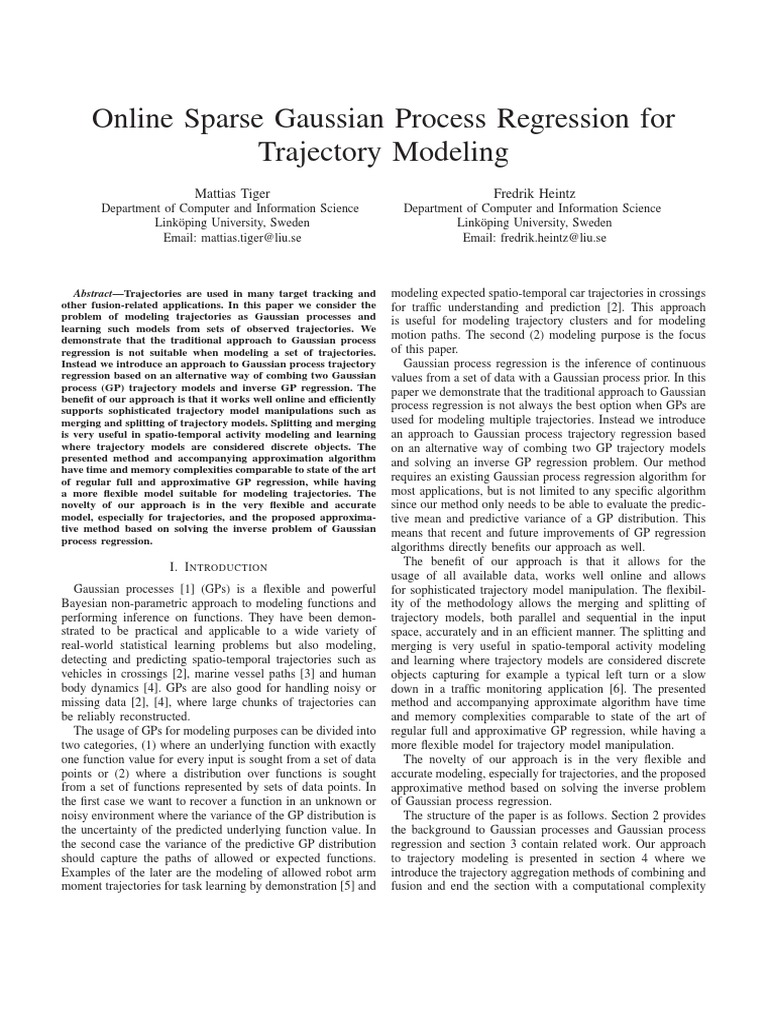 FUSION 2015 Online Sparse Gaussian | PDF | Normal Distribution | Regression Analysis