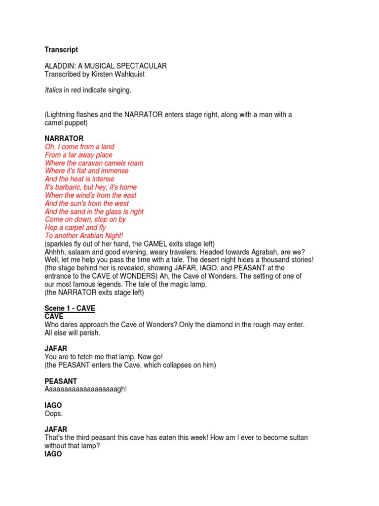 Aladdin Script | PDF | Leisure