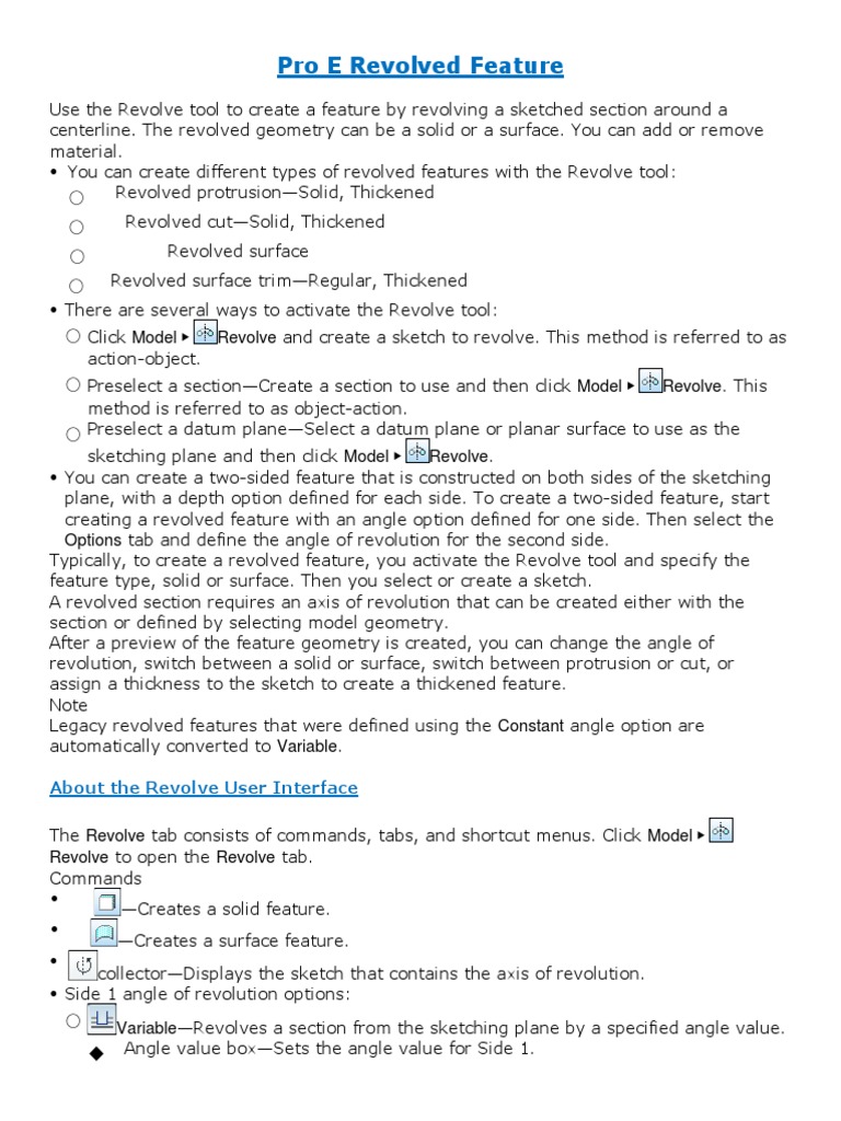 Creo Revolved Feature | PDF | Plane (Geometry) | Angle
