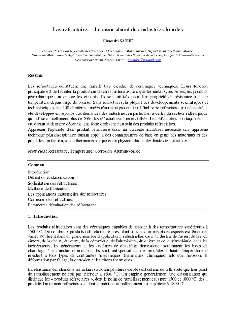 Synthese Refractaires | PDF | Matériau réfractaire | Acier