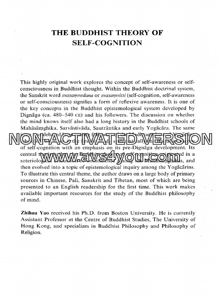Buddhist Theory of Self-Cognition | PDF | Cataloging | Buddhist Philosophy