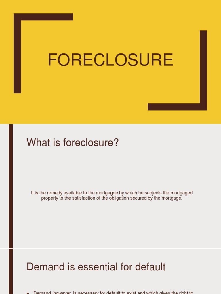 Foreclosure | PDF | Foreclosure | Mortgage Law