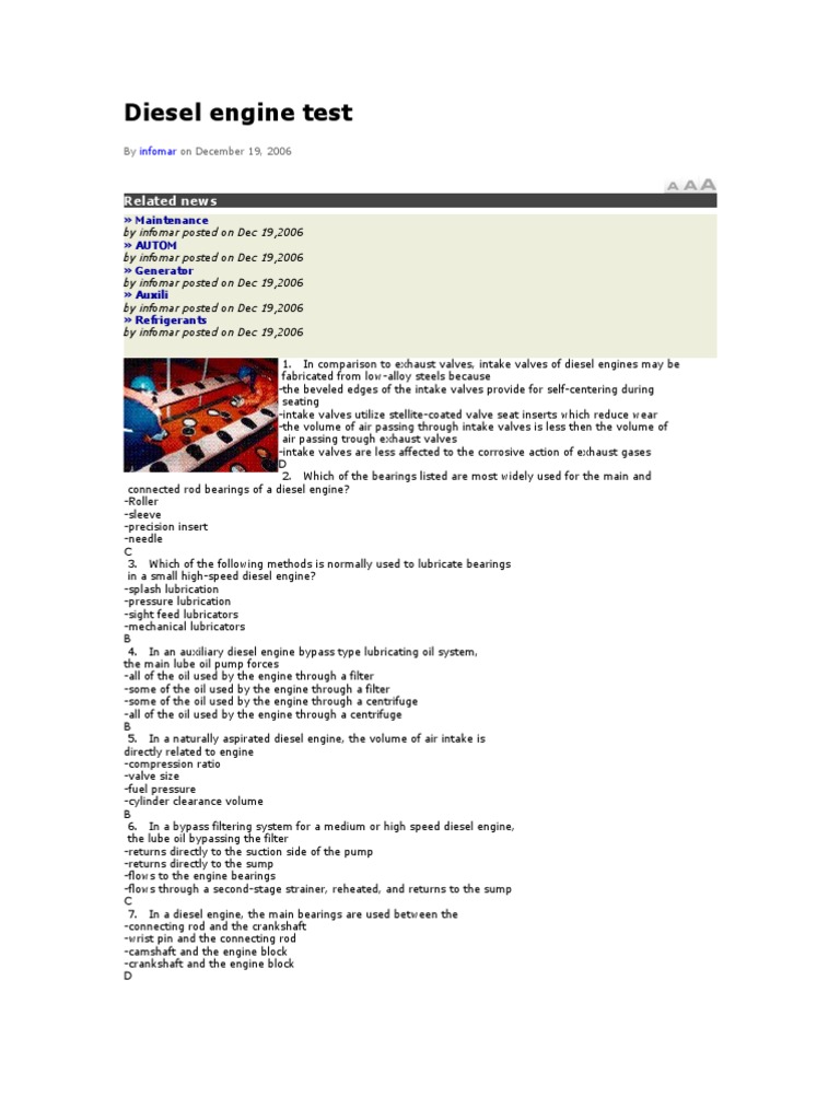 Diesel Engine Test | Download Free PDF | Internal Combustion Engine ...