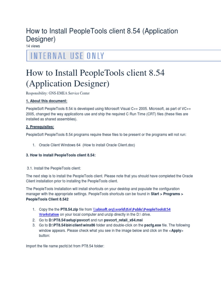 How To Install PeopleTools Client 8.54 Application Designer | PDF