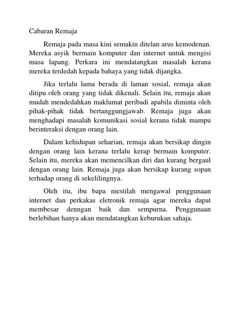 Cabaran Remaja | PDF