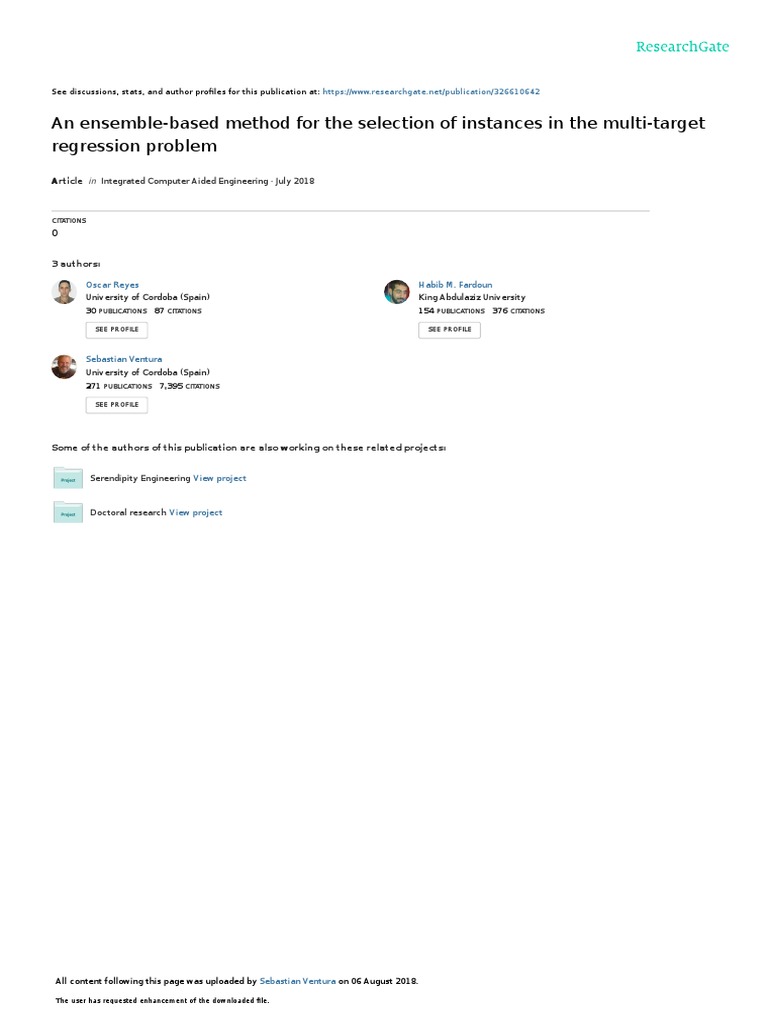 An Ensemble-Based Method For The Selection of Instances in The Multi-Target Regression Problem ...