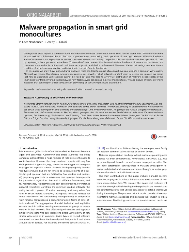 Malware Propagation in Smart Grid Monocultures | PDF | Malware | Smart Grid