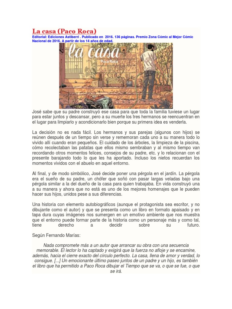La Casa de Paco Roca: Recuerdos y Legado | PDF | Poesía
