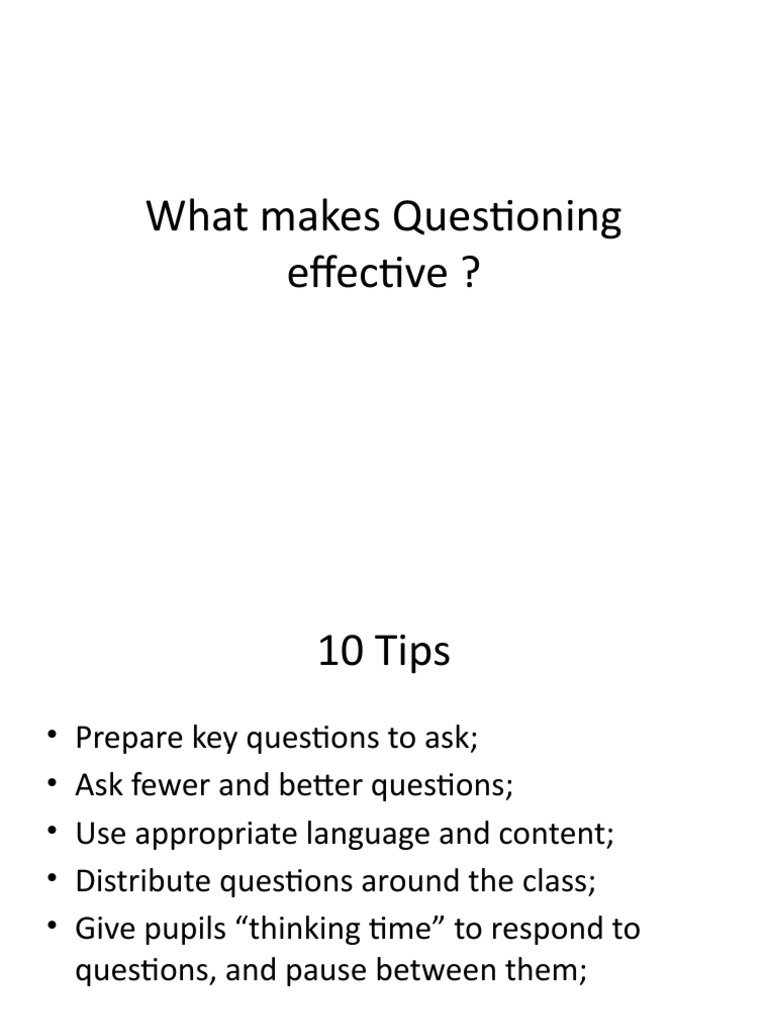 10 Tips for Effective Questioning in Class | PDF | Applied Psychology ...