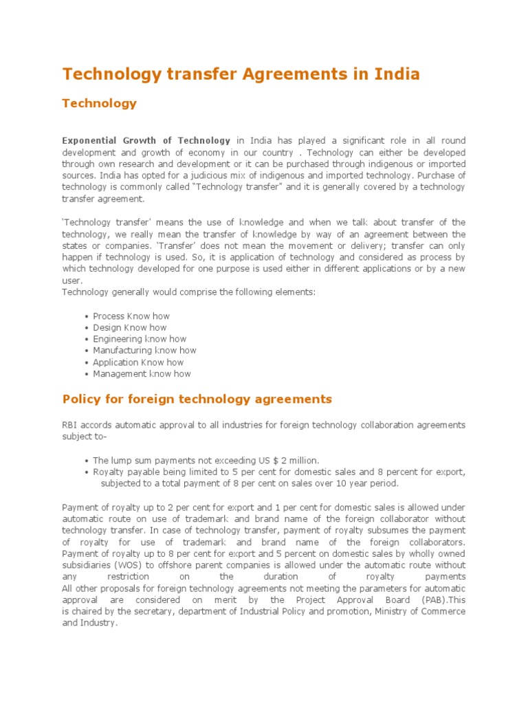 Technology Transfer Agreements in India | PDF | Social Enterprise | Poverty