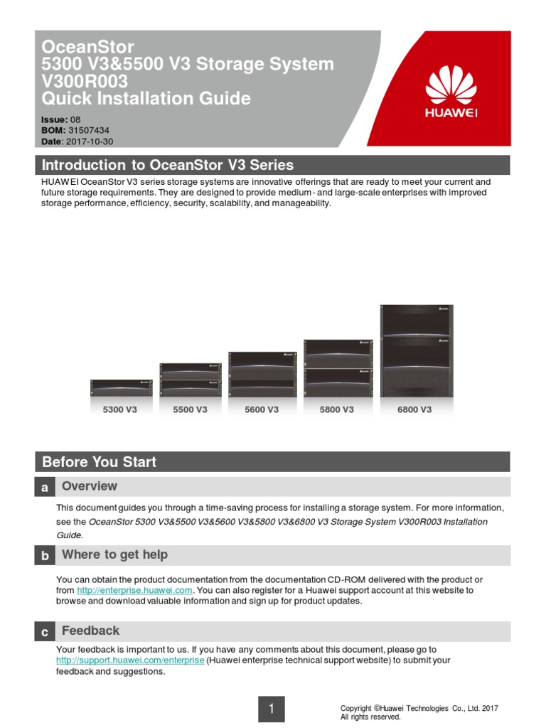 Oceanstor 5300 V3&5500 V3 Storage System V300R003 Quick Installation Guide | PDF | Electrical ...