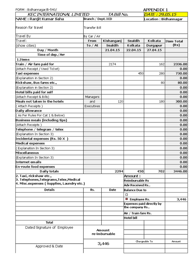 Ta Bill Sample | PDF | Public Transport | Services (Economics)