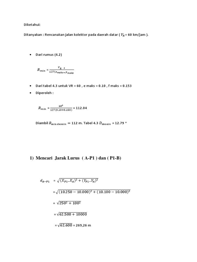 1) Mencari Jarak Lurus (A-P1) Dan (P1-B) | PDF