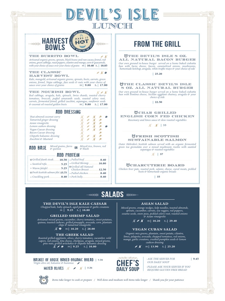 Devil's Isle Bermuda Menu Highlights | PDF
