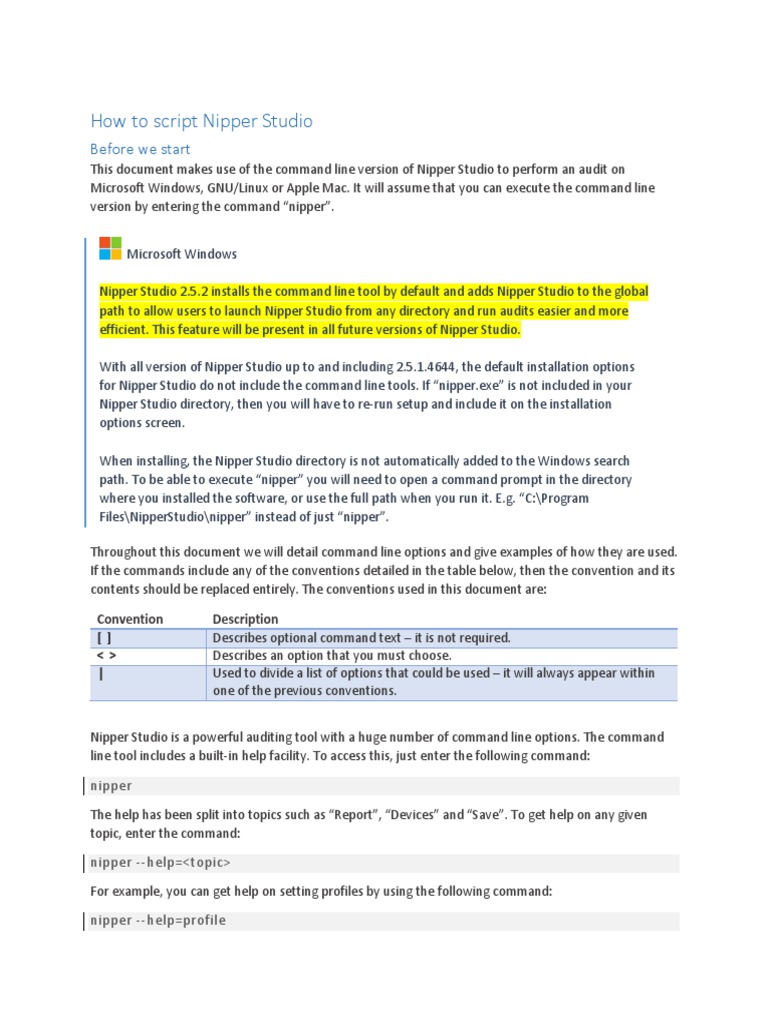 Nipper Studio CLI Audit Guide | PDF | Command Line Interface | Computer ...
