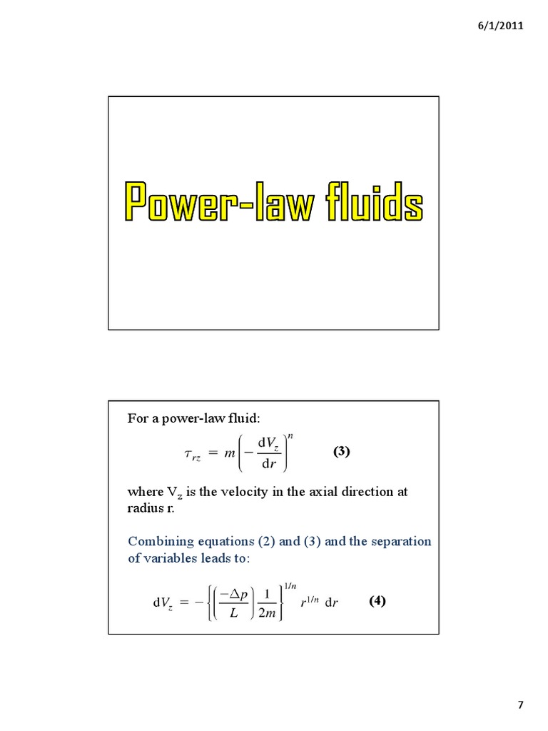 For A Power-Law Fluid:: Combining Equations (2) and (3) and The ...