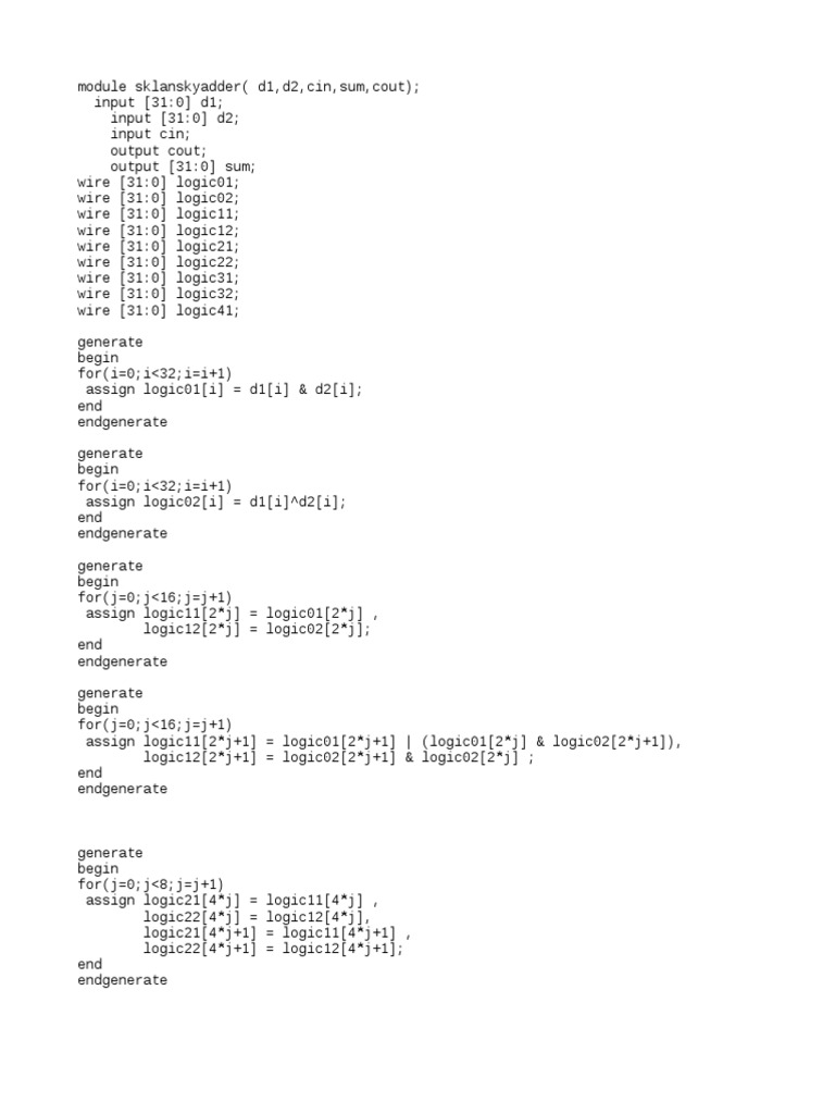 Sklansky Adder | PDF | Digital Electronics | Electronic Design
